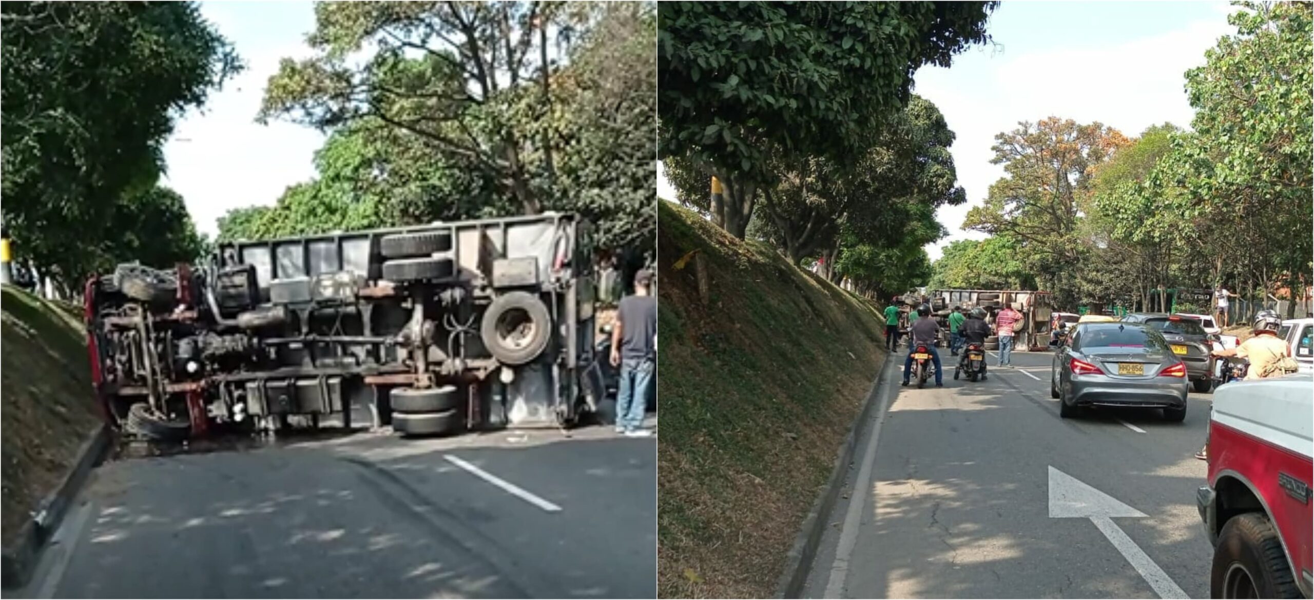Congestión vehicular por volcamiento de un camión en la Regional