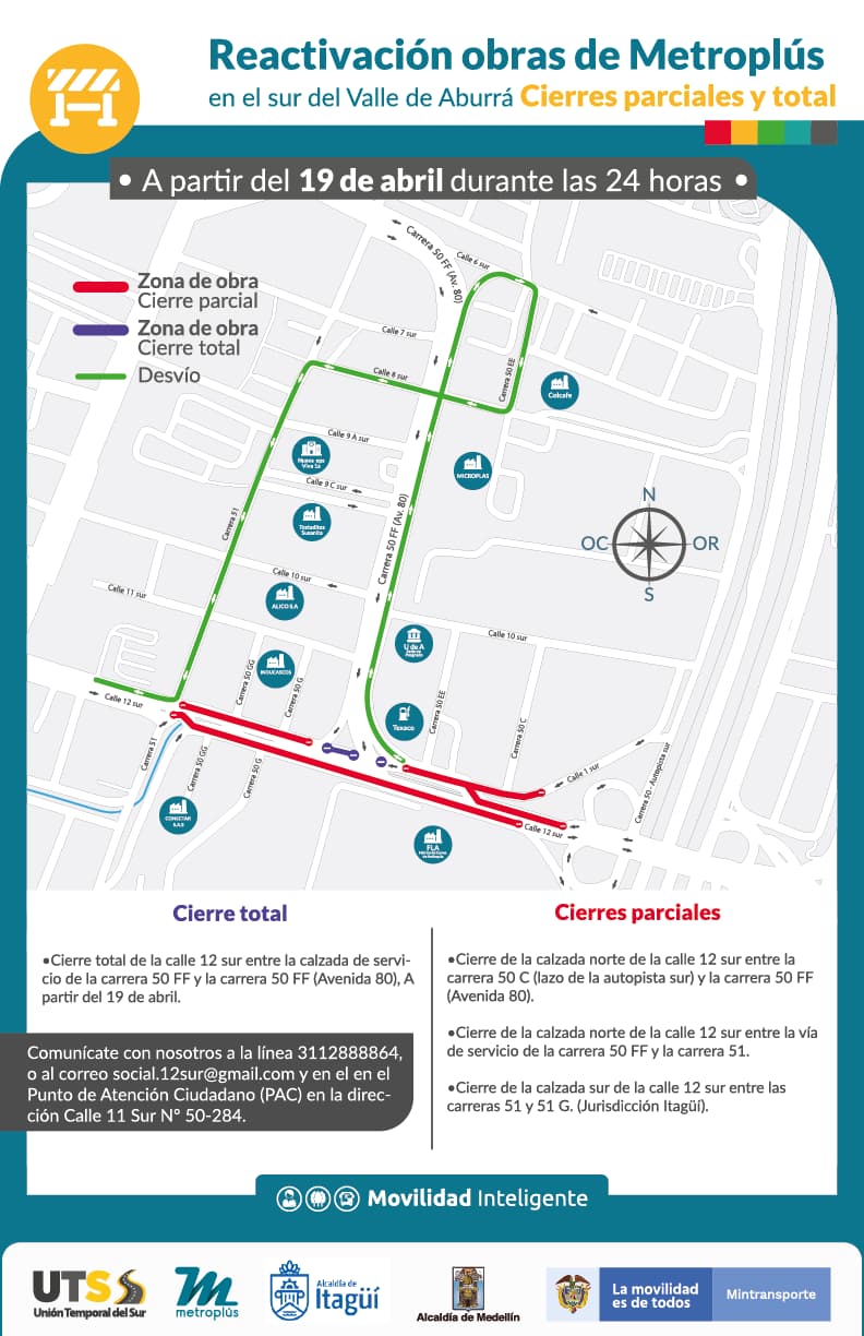 A partir del 19 de abril, reactivación de obras del Metroplús en la ...